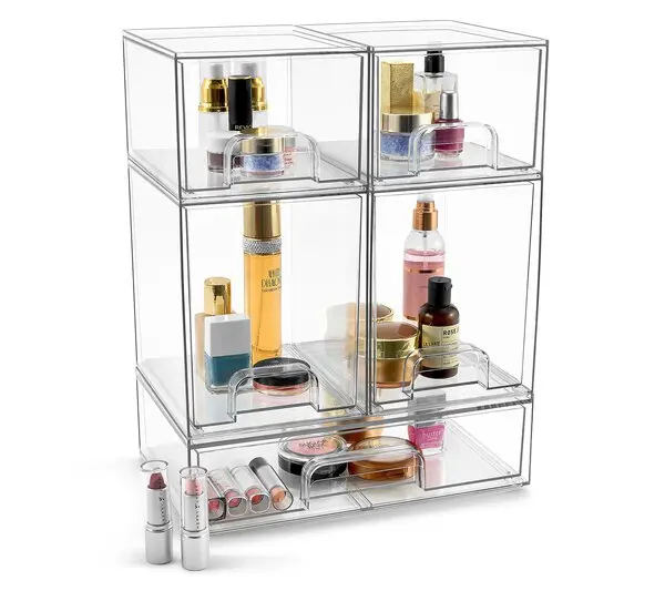 SORBUS 5 Pk Acrylic Storage Containers With Pul L-out Drawers