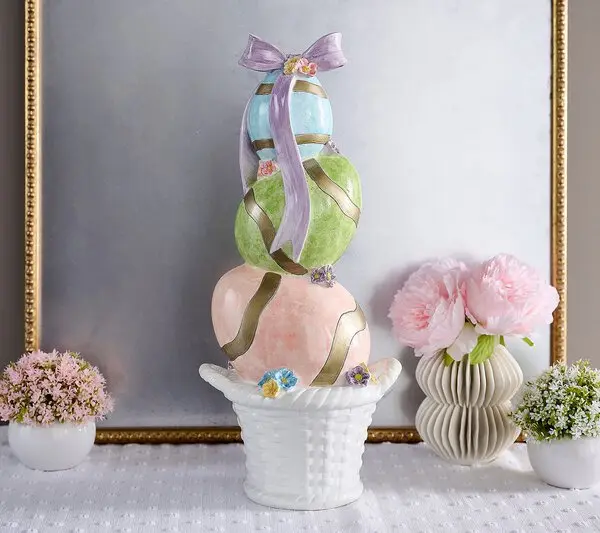 VALERIE PARR HILL 18.5' Egg Tree In Basket With Bow Valerie