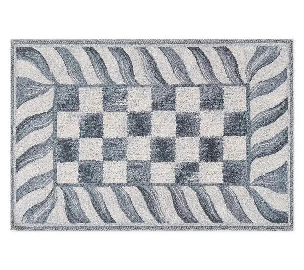 MACKENZIE-CHILDS Sterling Check 2' X 3' Washabl E Rug