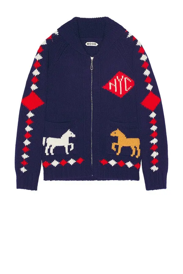 BODE Diamond Corral Cardigan - Blue Multi