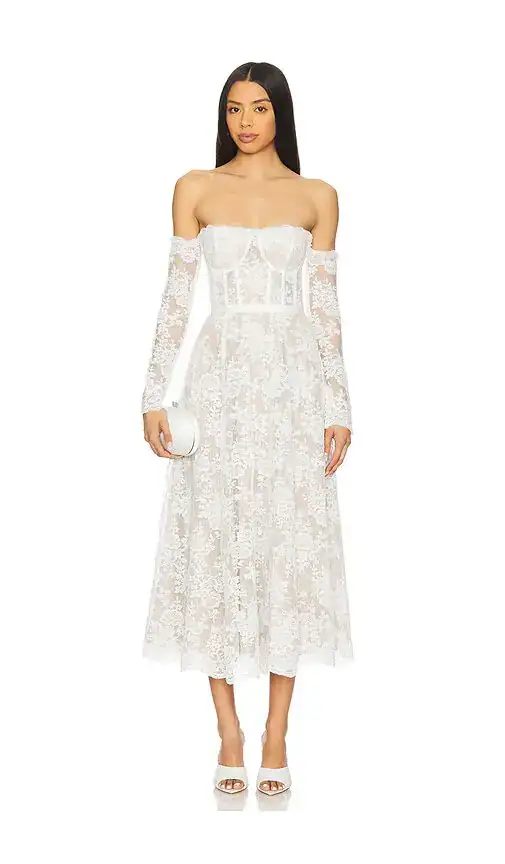 V. Chapman Katherine Midi Dress in White - size 0