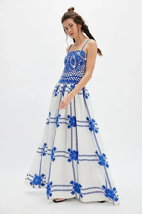 Aston Studio Cordelia Maxi Dress - Mediterranean/Foam | Editorialist