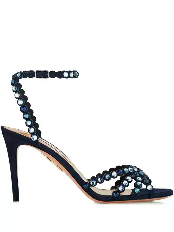 Aquazzura 85mm Tequila Sandals Blue Editorialist