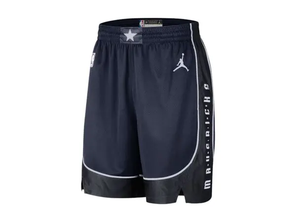 JORDAN Nba Dallas Mavericks Statement Edition Swingman Drifit Shorts - Navy Blue/white