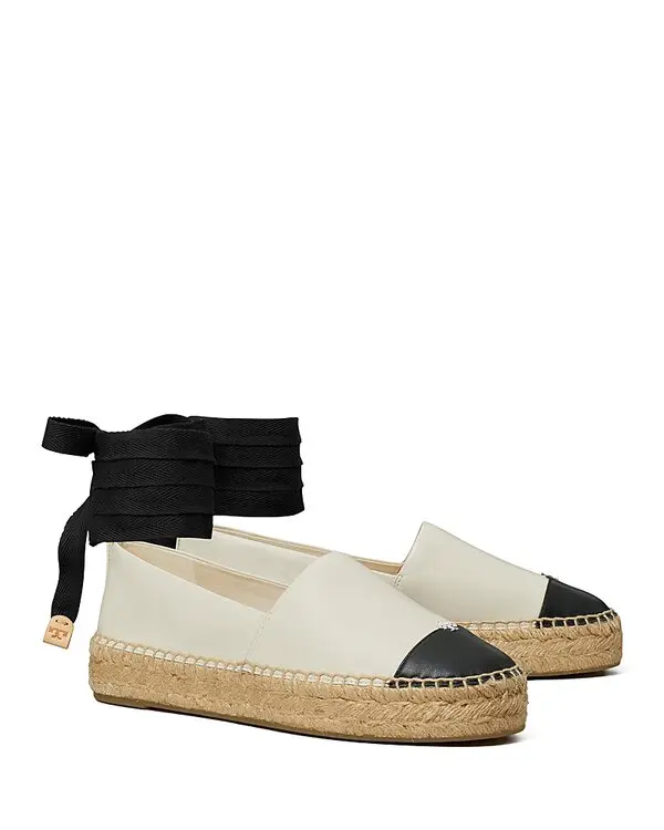 Tory Burch Cap Toe Espadrilles - Light Cream