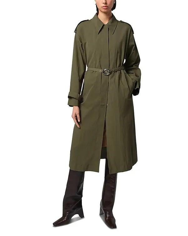 Apparis Ozzy Belted Trench Coat - Desert Green