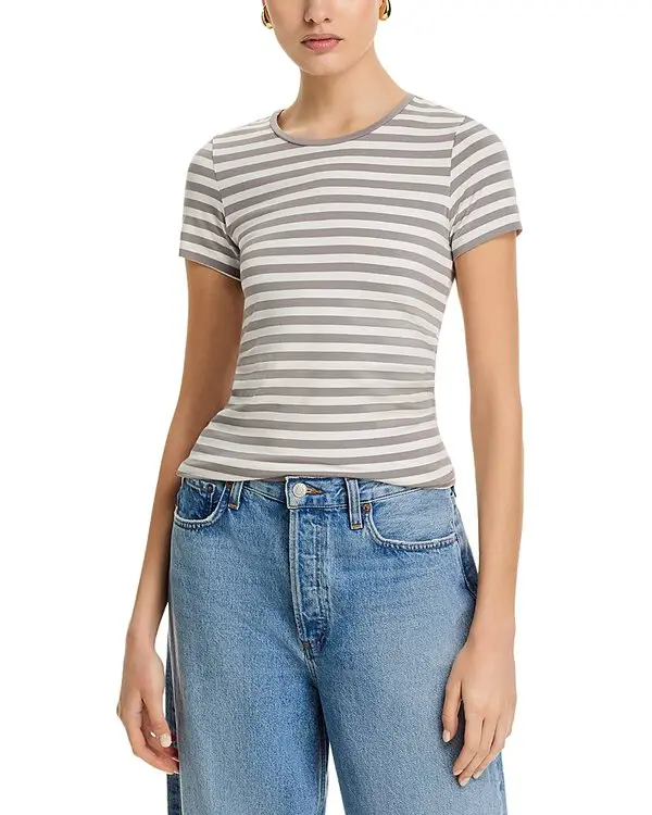 Majestic Filatures Striped Crewneck Tee - Plume