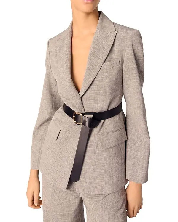 Maje Belted Suit Jacket - Grey