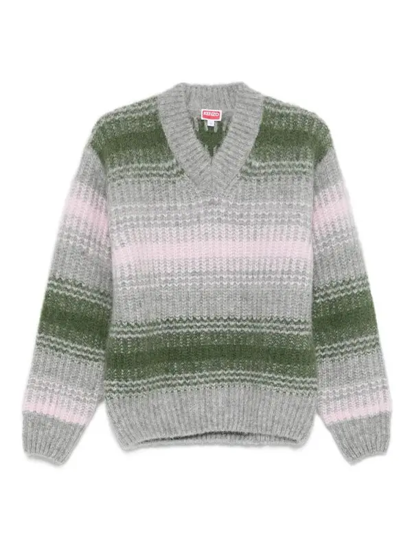 Kenzo V-neck Wool-blend Sweater - Gris Clair