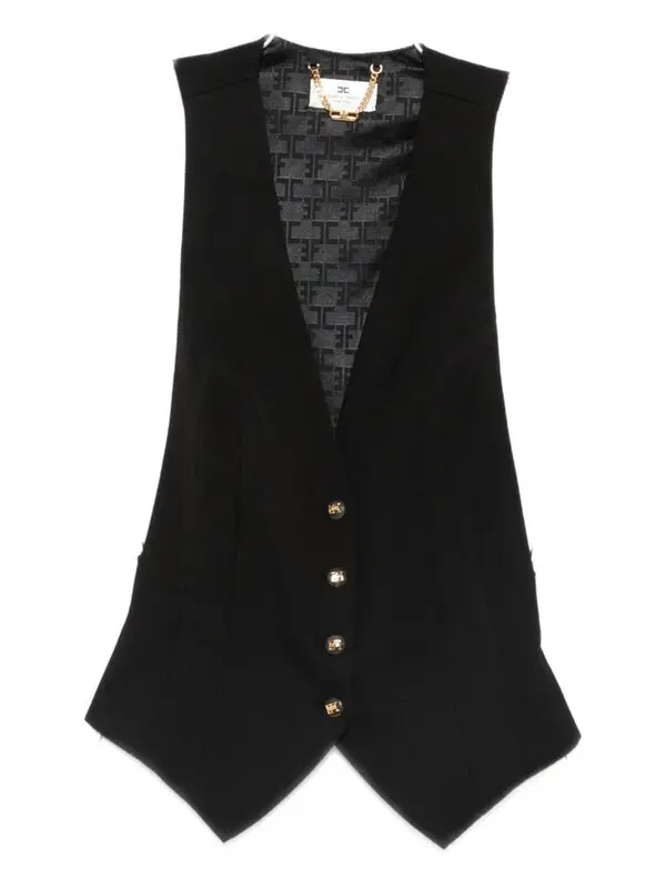 Elisabetta Franchi Buttoned V-neck Vest - Black
