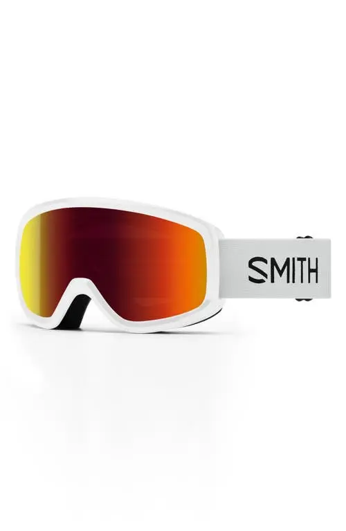 SMITH Snowday Low Bridge Snow Goggles - White /red Sol-x Mirror