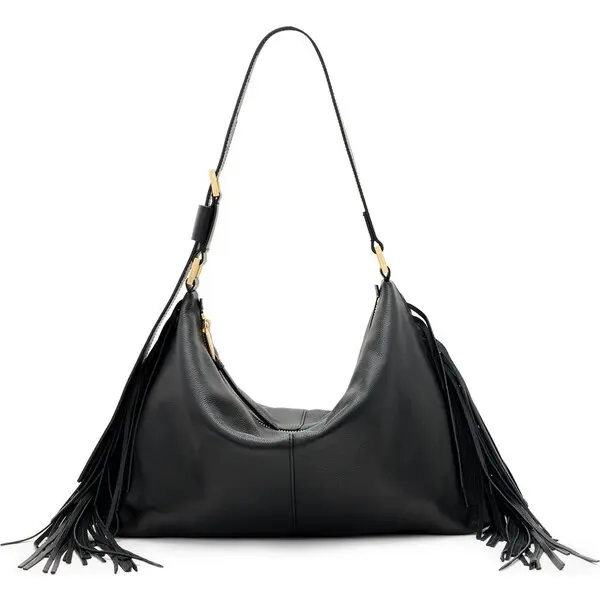 All Saints Edbury Fringe Leather Hobo Bag