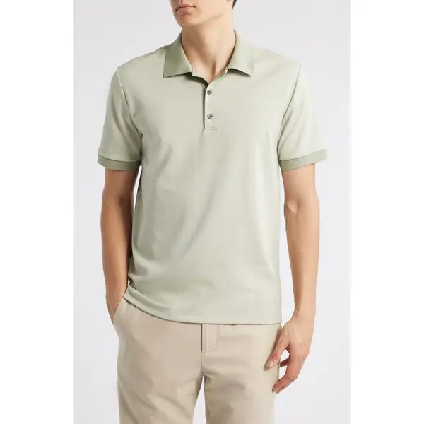 Theory Geometric Jacquard Polo - Greenstone/ Light Greenstone