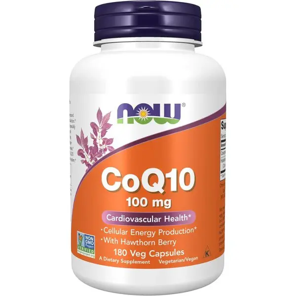 NOW FOODS Coq10 100mg With Hawthorn Berry Veg Capsules 180 Capsules