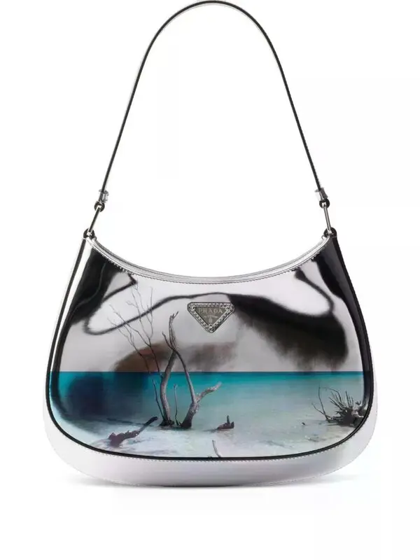 Prada Cleo Printed Brushed Leather Shoulder Bag