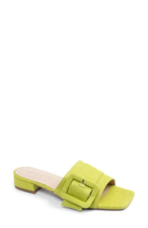 PATRICIA GREEN Bali Raffia Slide Sandal - Lime Green Raffia