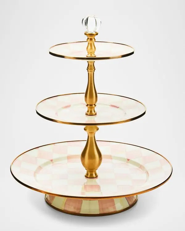 MACKENZIE-CHILDS Rosy Check Three-tier Sweet Stand - One-color