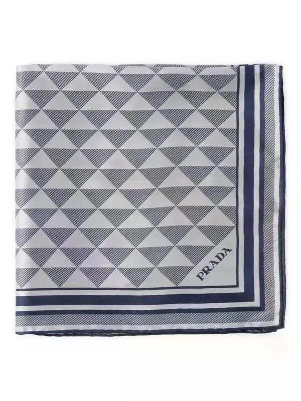 Prada Printed Silk Scarf - Blue