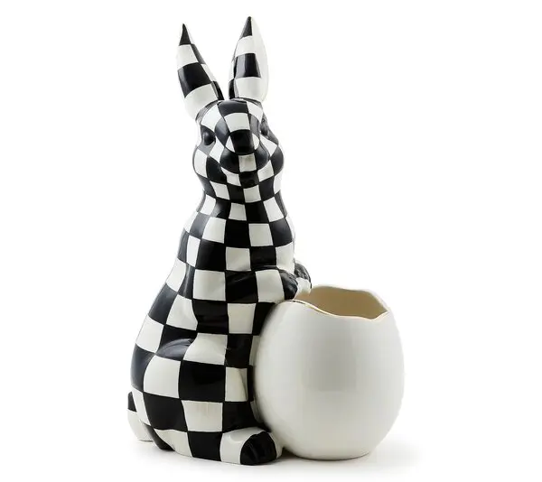 MACKENZIE-CHILDS White Rabbit Ceramic Large Bun Ny Vase