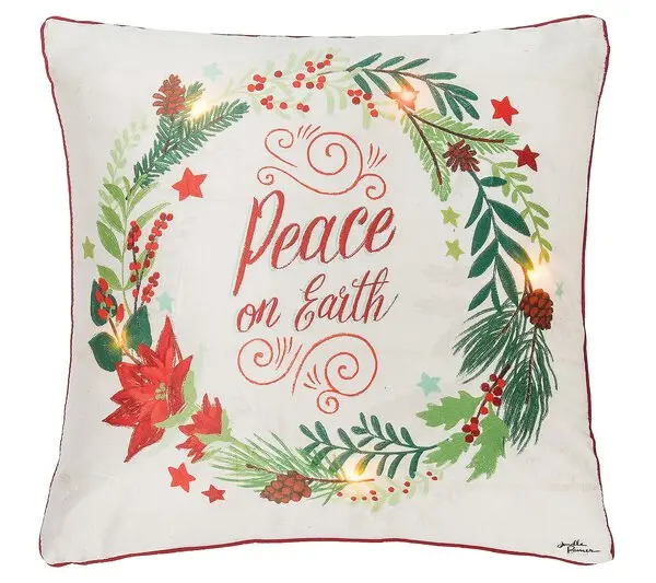 C&F HOME Peace On Earth Light-up Led 18' X 18' Throw Pillow