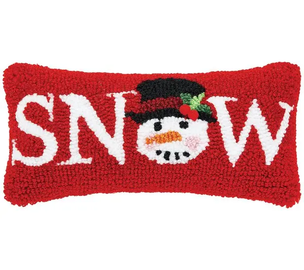 VALERIE PARR HILL Snow Snowman Hooked Throw Pillow Valerie