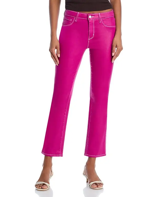 L'Agence Tati Mid-rise Micro Bootcut Jeans - Fst Fuschia/wht Con Ct