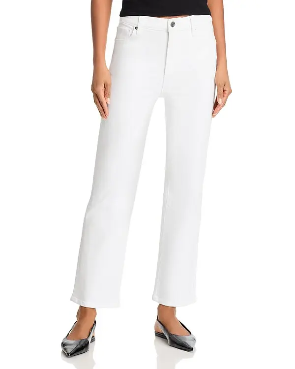 FRAME Le Sleek High-rise Straight Jeans - White
