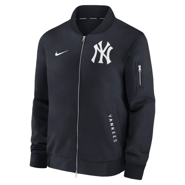Nike New York Yankees Authentic Collection Dugout Mlb Full-zip Bomber Jacket - Blue