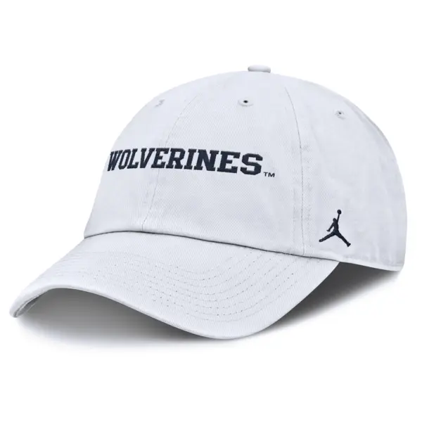 JORDAN Michigan Wolverines Core Club Mascot Wordmark College Adjustable Cap - White