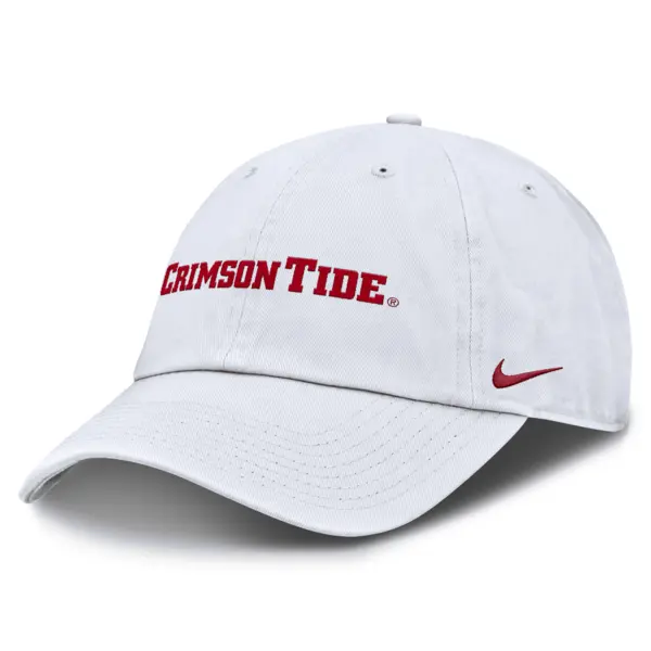 Nike Alabama Crimson Tide Core Club Mascot Wordmark College Adjustable Cap - White