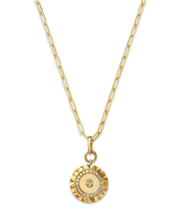 Bloomingdale'S Diamond Circle Pendant Necklace In 14k Yellow 0.28 Tcw