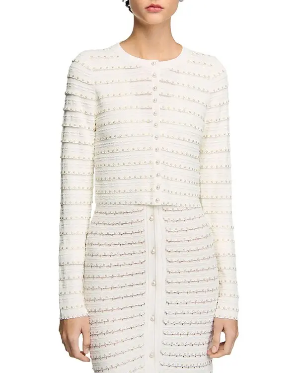 Sandro Cropped Cardigan - Ecru