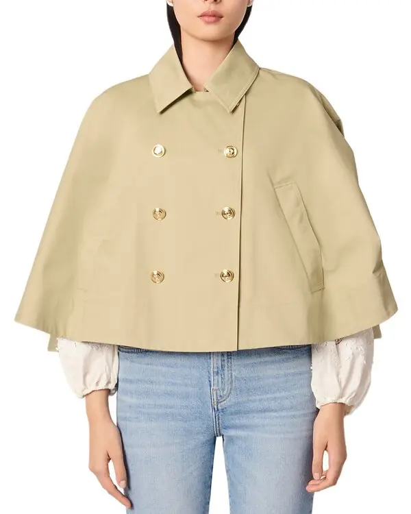 Maje Cape Trench Coat - Khaki