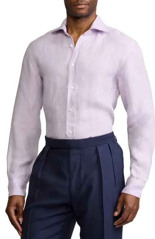 Ralph Lauren Basket Weave Linen Button-up Shirt - Lilac Breeze