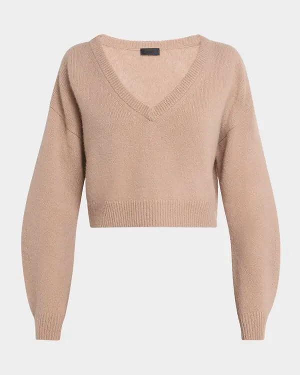 Lapointe V-neck Cropped Sweater - Oat