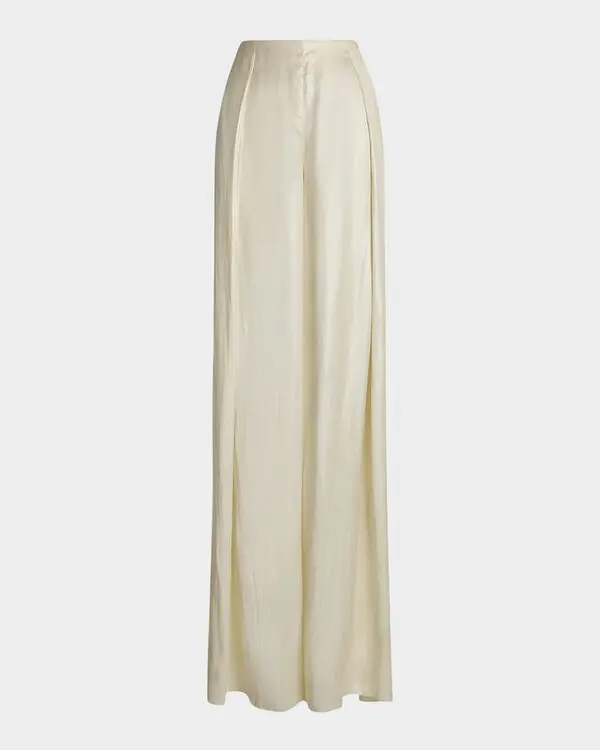 Ralph Lauren Kenzie Pleated Wide-leg Pants - Cream