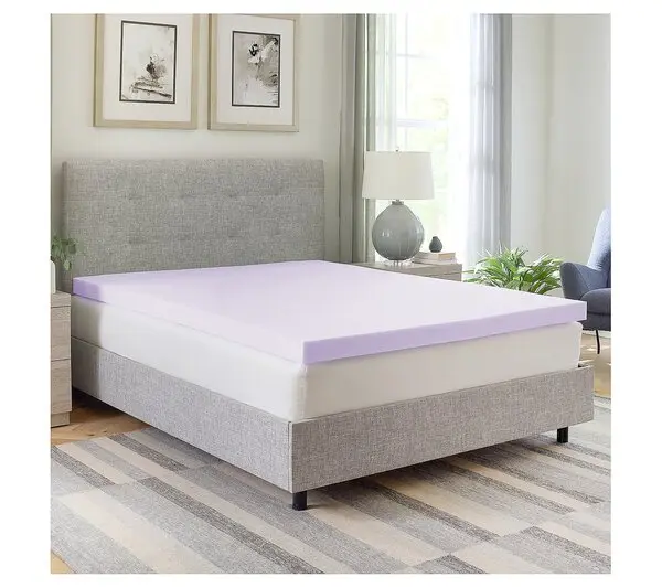 BODIPEDIC 3' Lavender Memory Foam Mattress Topp Er, King