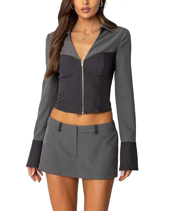 EDIKTED Angela Tailored Zip Up Top