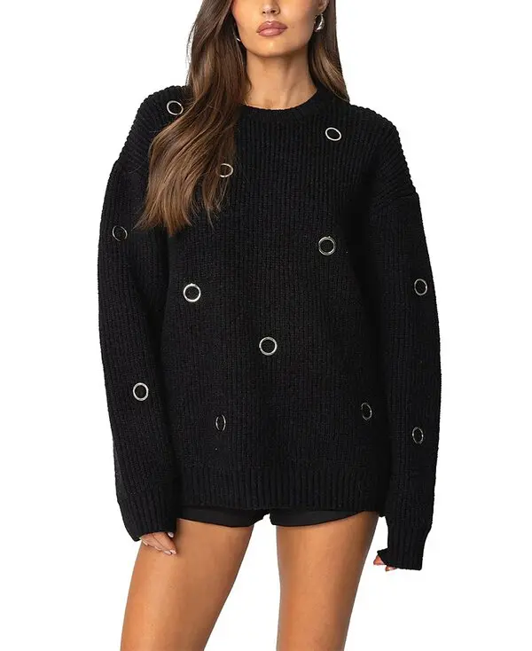 EDIKTED Ellia Grommet Oversized Sweater