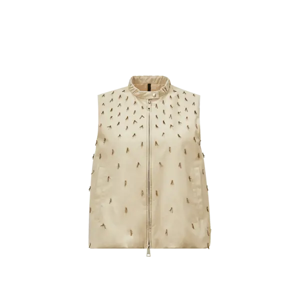 Moncler Gruilly Beaded Cotton Vest - Beige