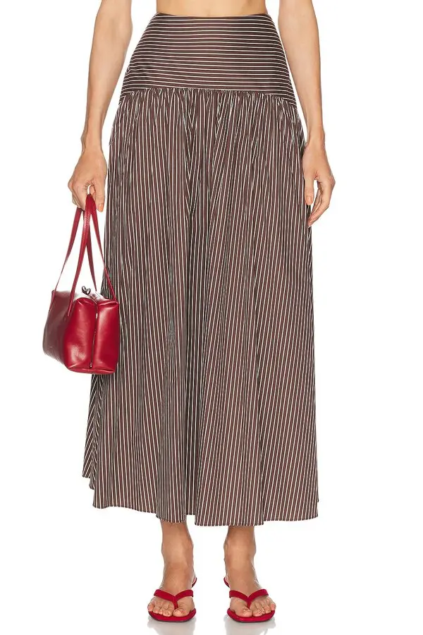 Staud Procida Striped Poplin Skirt