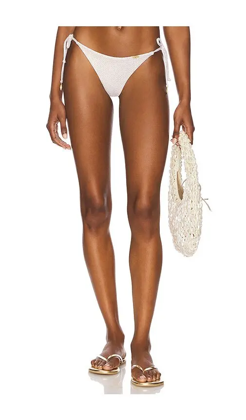 Luli Fama Seamless Ruched Back Brazilian Tie Side Bottom - Gold