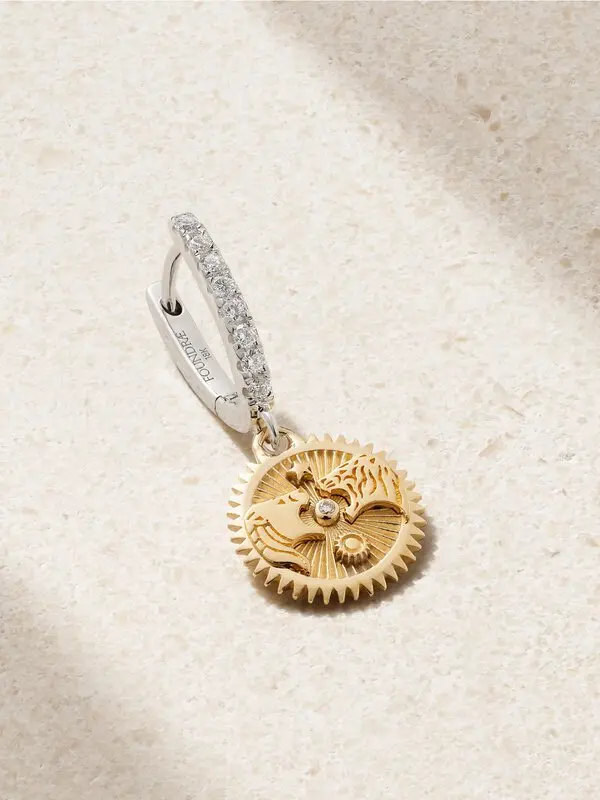 FOUNDRAE Strength Mini Medallion Diamond Earring - Gold