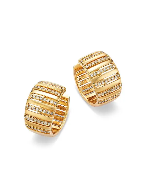 Bloomingdale'S 14k Yellow Diamond Huggie Hoop Earrings 0.32 Tcw