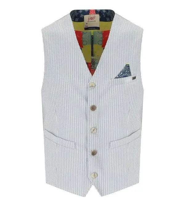 BOB Striped Single-breasted Vest - Light Blue