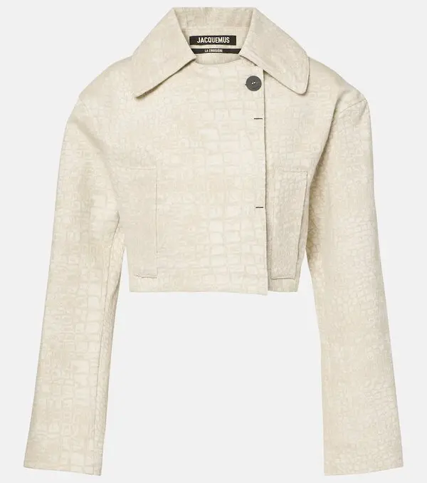 Jacquemus Marino De-nîmes Croc-effect Denim Jacket - Beige