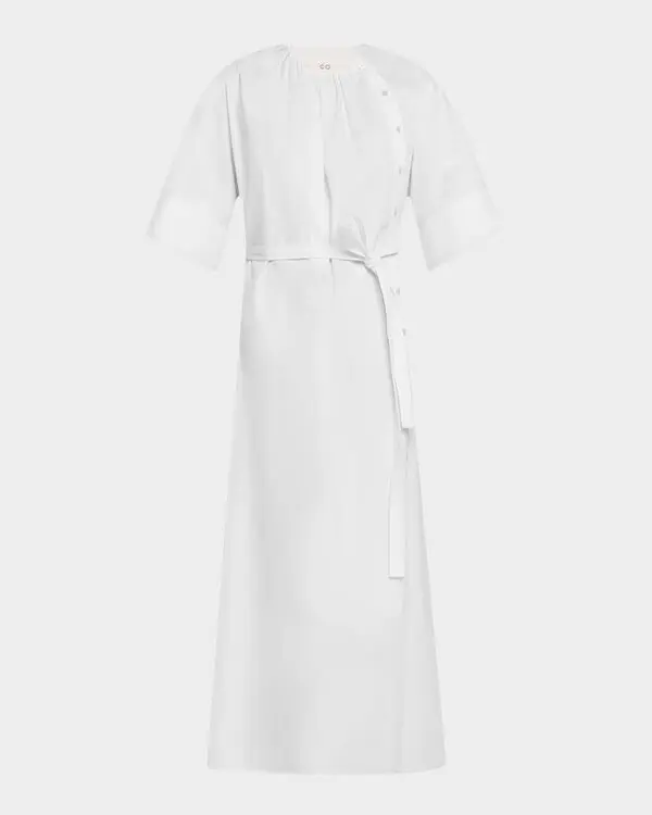 Co Gathered Belted Midi Dress