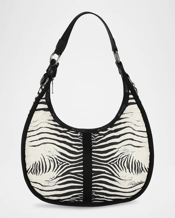 LESPORTSAC X Roberto Cavalli Bologna Medium Zebra-print Shoulder Bag
