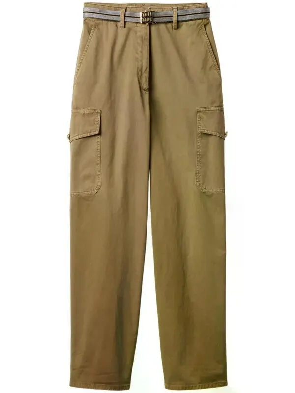Miu Miu Garment-dyed Cotton Trousers - Green