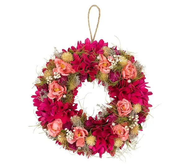 NORTHLIGHT Mixed Floral And Berries Spring Wrea Th 12.5